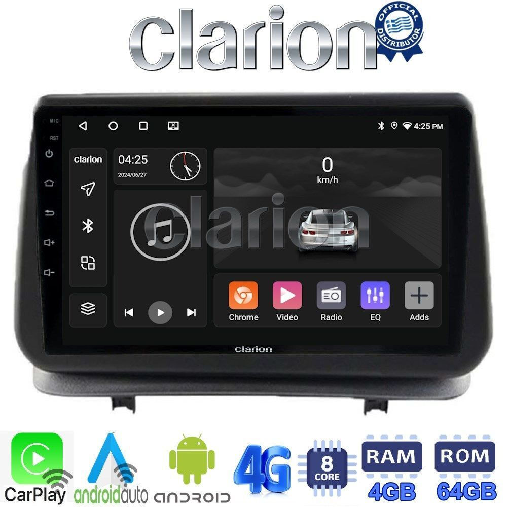 Clarion Ηχοσύστημα Αυτοκινήτου για Renault Clio 2005 > 2011 (Bluetooth ...