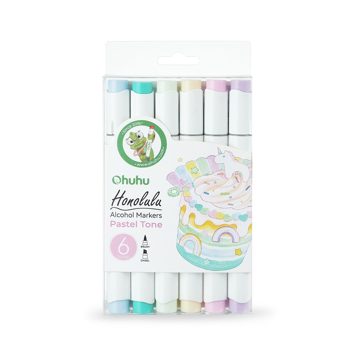 Ohuhu Honolulu Pastel Tone Μαρκαδόροι Ζωγραφικής Διπλής Μύτης Σετ 6τμχ ...
