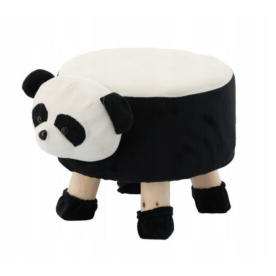 Round Children's Stool Panda Bear Design Textile Wood Black White Max ...