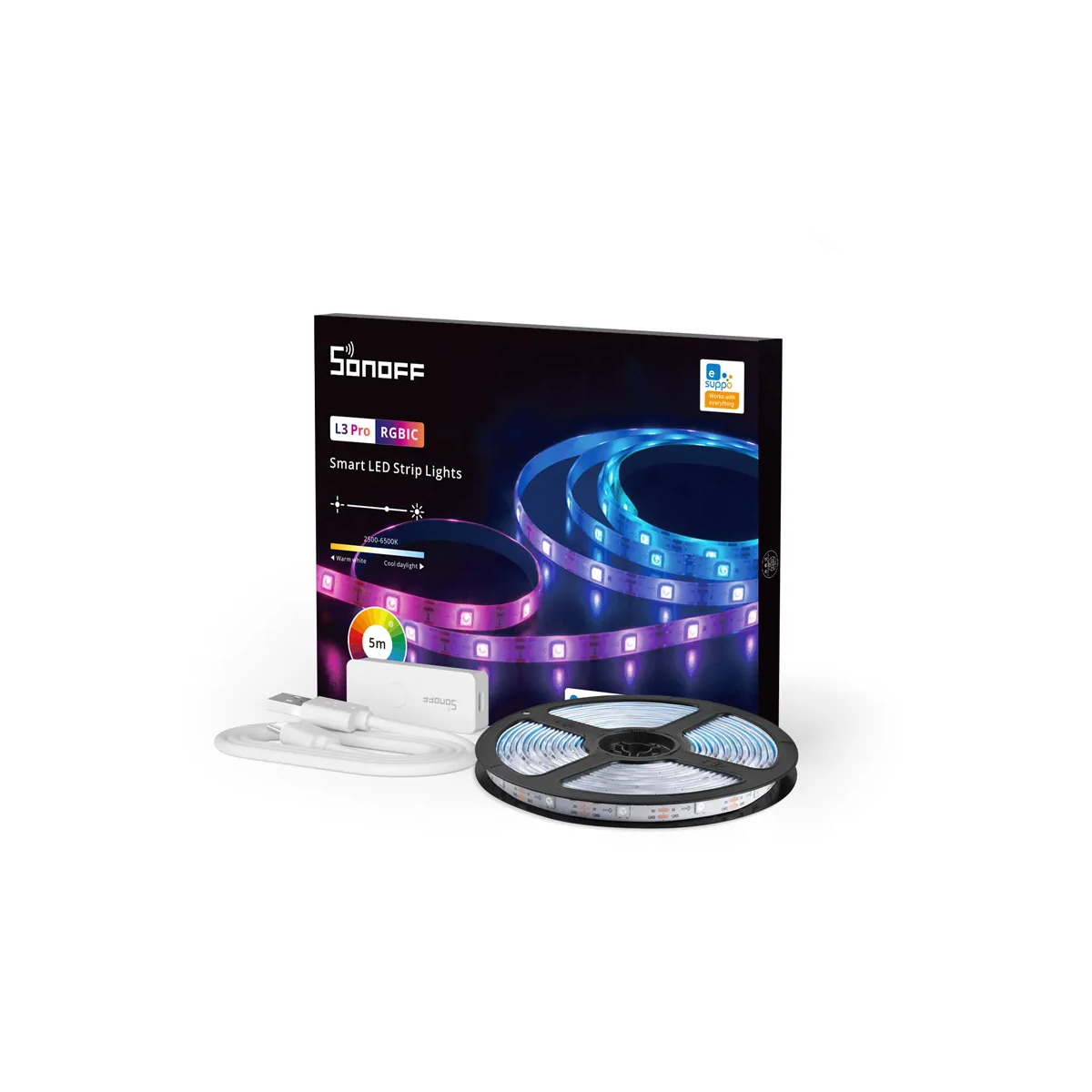 GloboStar Smart Ταινία LED Wi-Fi 5V RGB Φως 5m Τύπου SMD5050 με ...