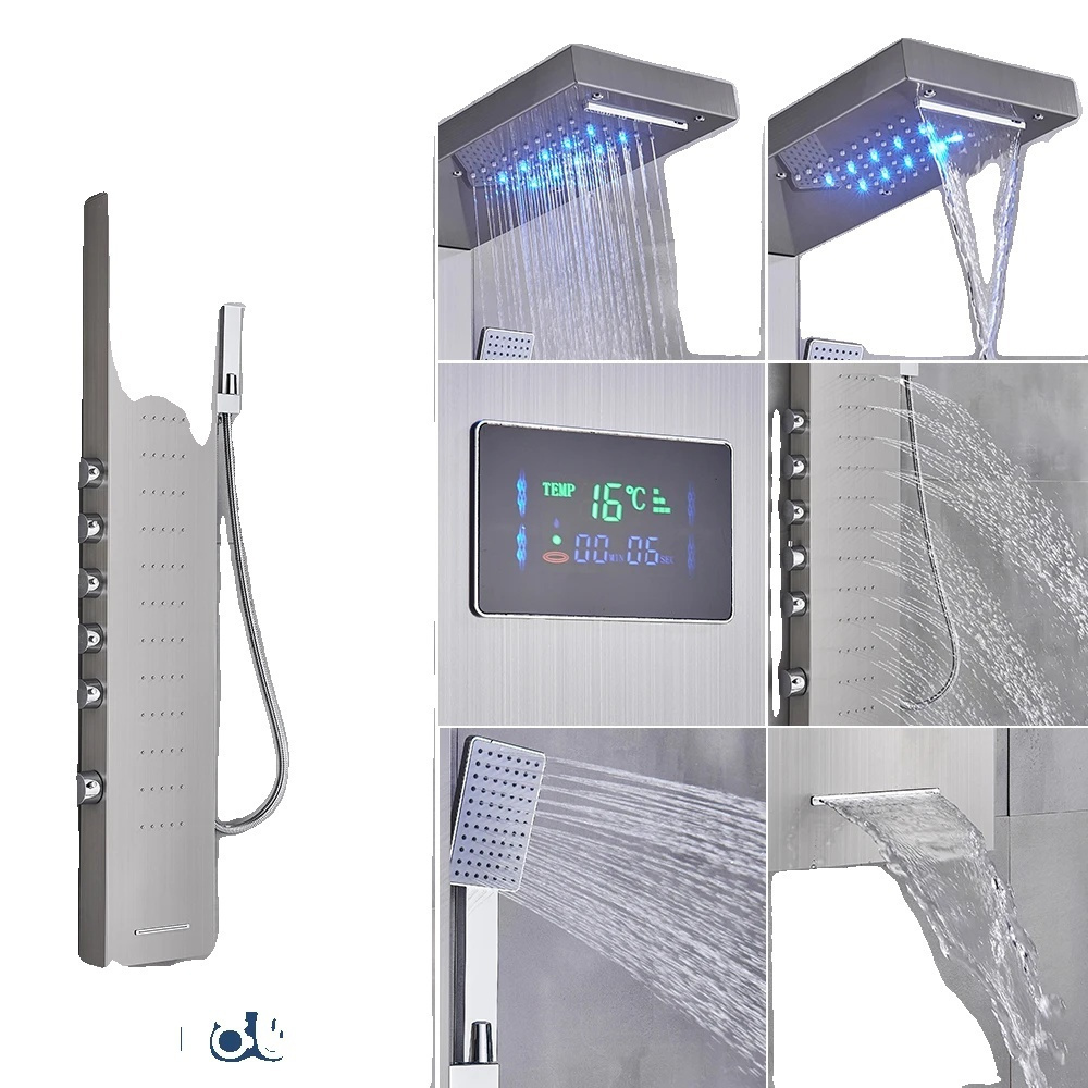 Led Shower Panel Digital Temperature Display Multi-function Shower ...
