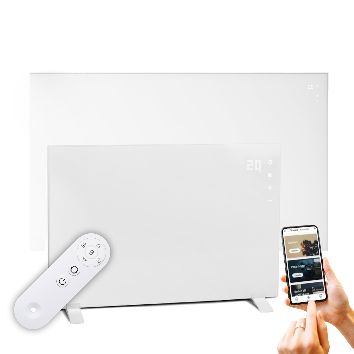 Thunder Comfort-600w Infrared Heater Wall Glass Remote Control Wi-fi ...