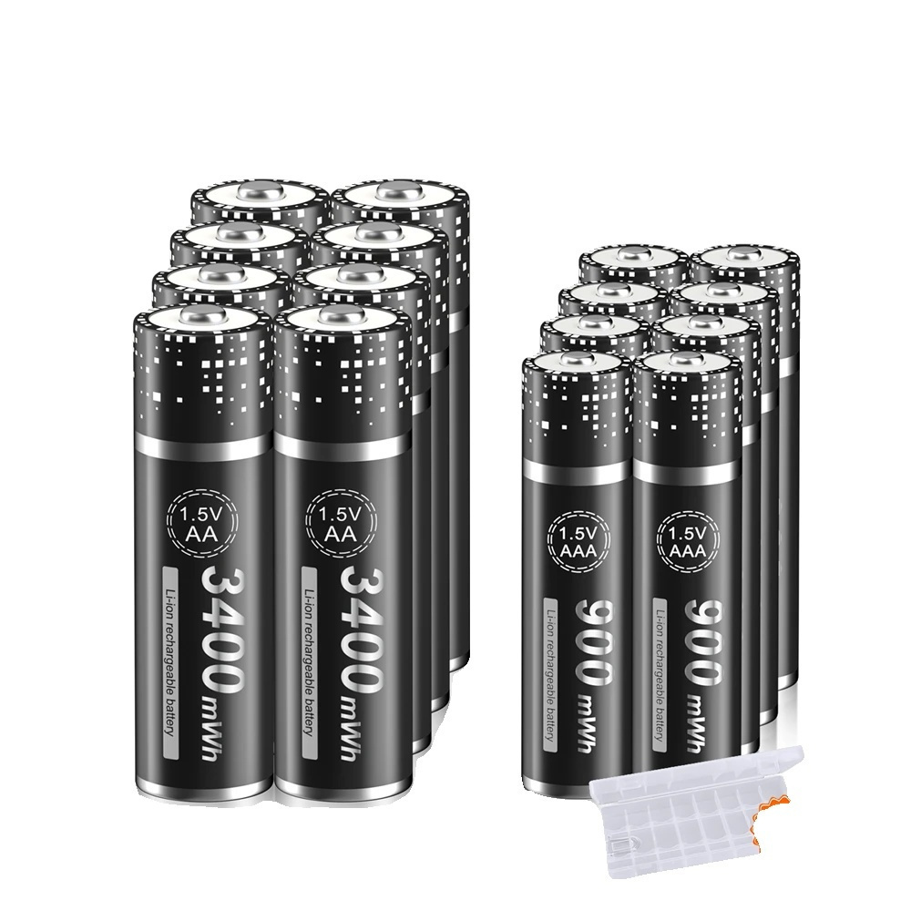 Rechargeable Lithium-ion Battery Set 3400mwh Aa Capacity Fast Charger ...