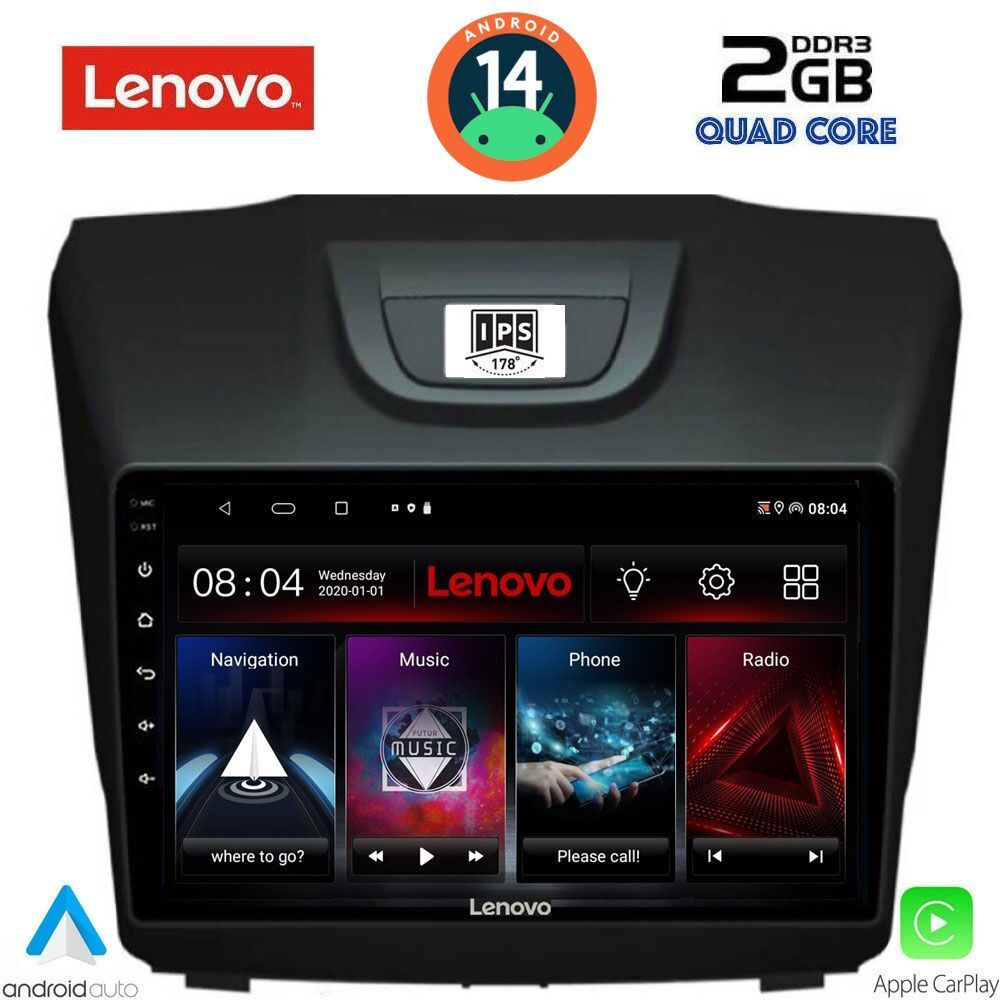 Lenovo Ηχοσύστημα Αυτοκινήτου Isuzu D-Max 2012-2020 (Bluetooth/USB/AUX/WiFi/GPS/Apple-Carplay ...
