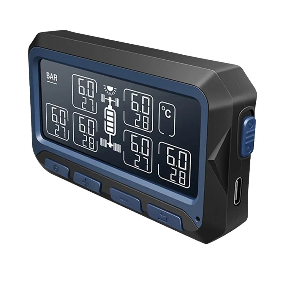 Rv Trailer Tpms Wireless Monitoring System Solar-powered Sensors Black ...