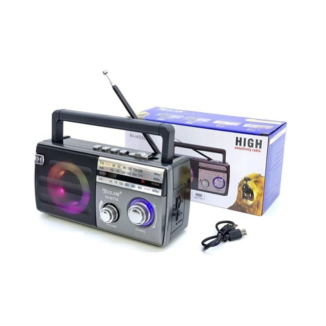 Golon RX-M77D Επιτραπέζιο Ραδιόφωνο Ηλιακό με Bluetooth και USB Ασημί ...