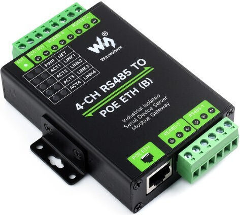 Media Converter Industrial RS485 to Ethernet RJ45 w/PoE - 4-CH Serial ...