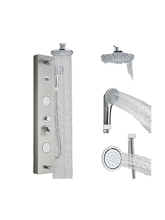Bathroom Rainfall Shower Panel Triple Handle Control Waterfall Rainfall ...