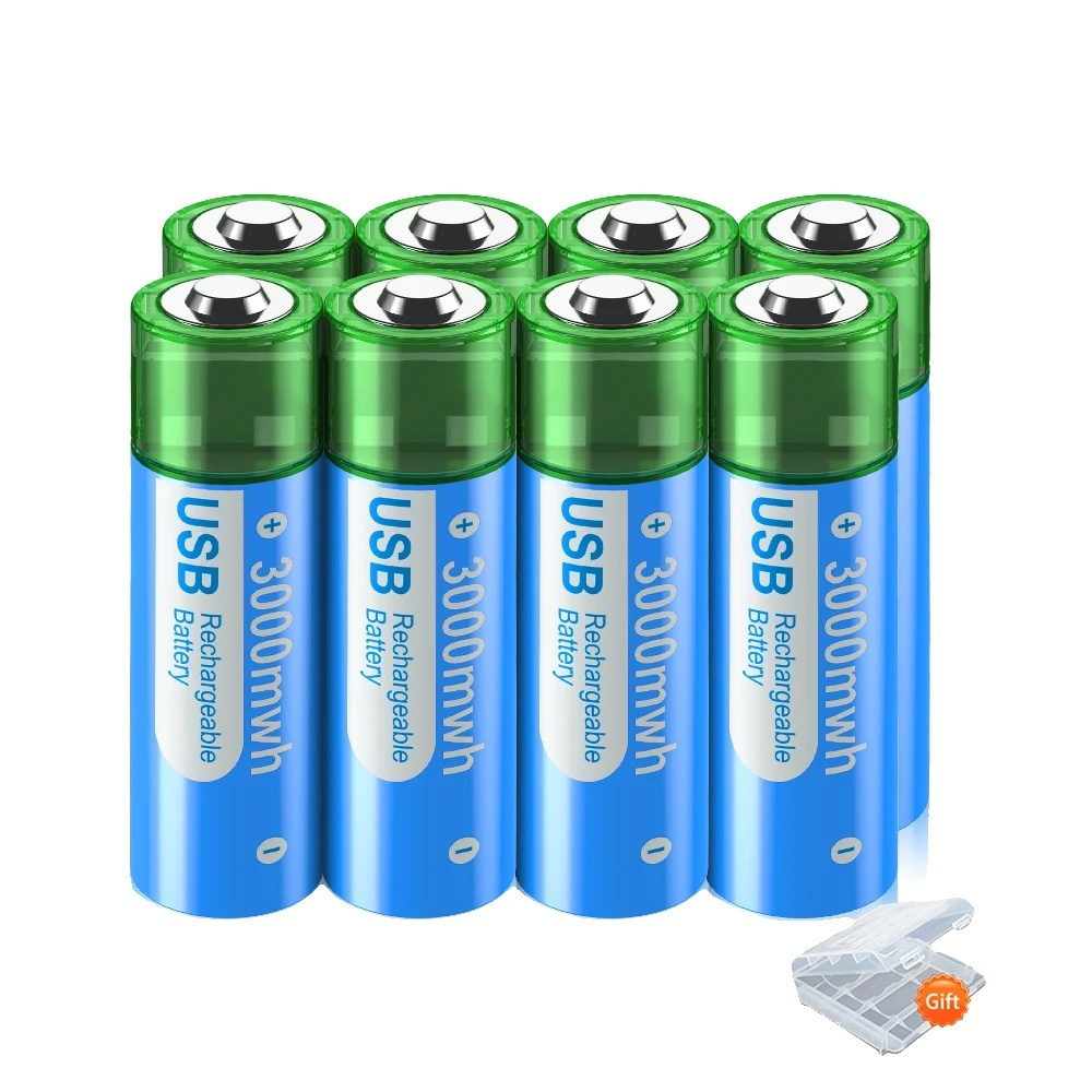 Rechargeable Aa Batteries 3000mah Capacity Li-ion Technology 8 Aa ...