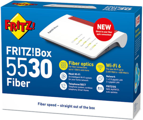 AVM FRITZ!Box 5530 Fiber XGS-PON International Ασύρματο Router Wi‑Fi 6 ...
