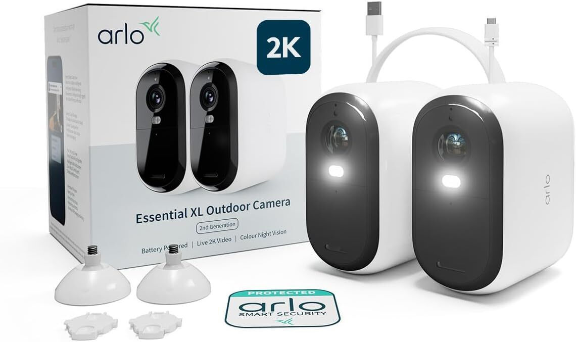Arlo Essential 2 XL IP Κάμερα Παρακολούθησης Wi-Fi Full HD+ 4MP ...