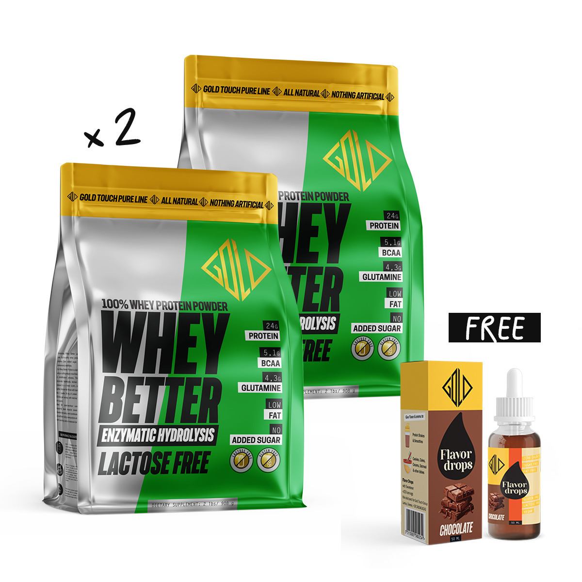 Whey Up + Flavor Drop Goldtouch Nutrition 2 X 908g Chocolate | Skroutz.gr