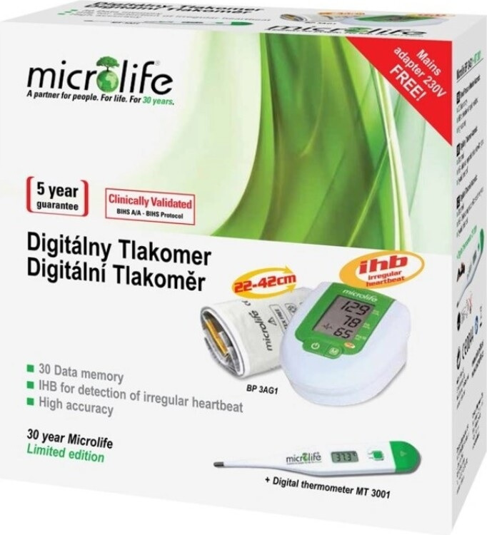 Microlife Bp 3ag1 Green Digital Arm Blood Pressure Monitor Adapter ...