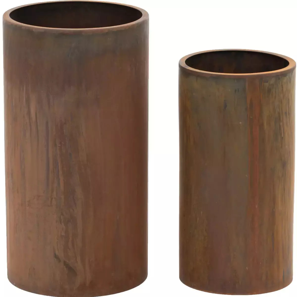 Set 2 Round Planters Balcony Terrace In Corten Steel Rust Effect ...