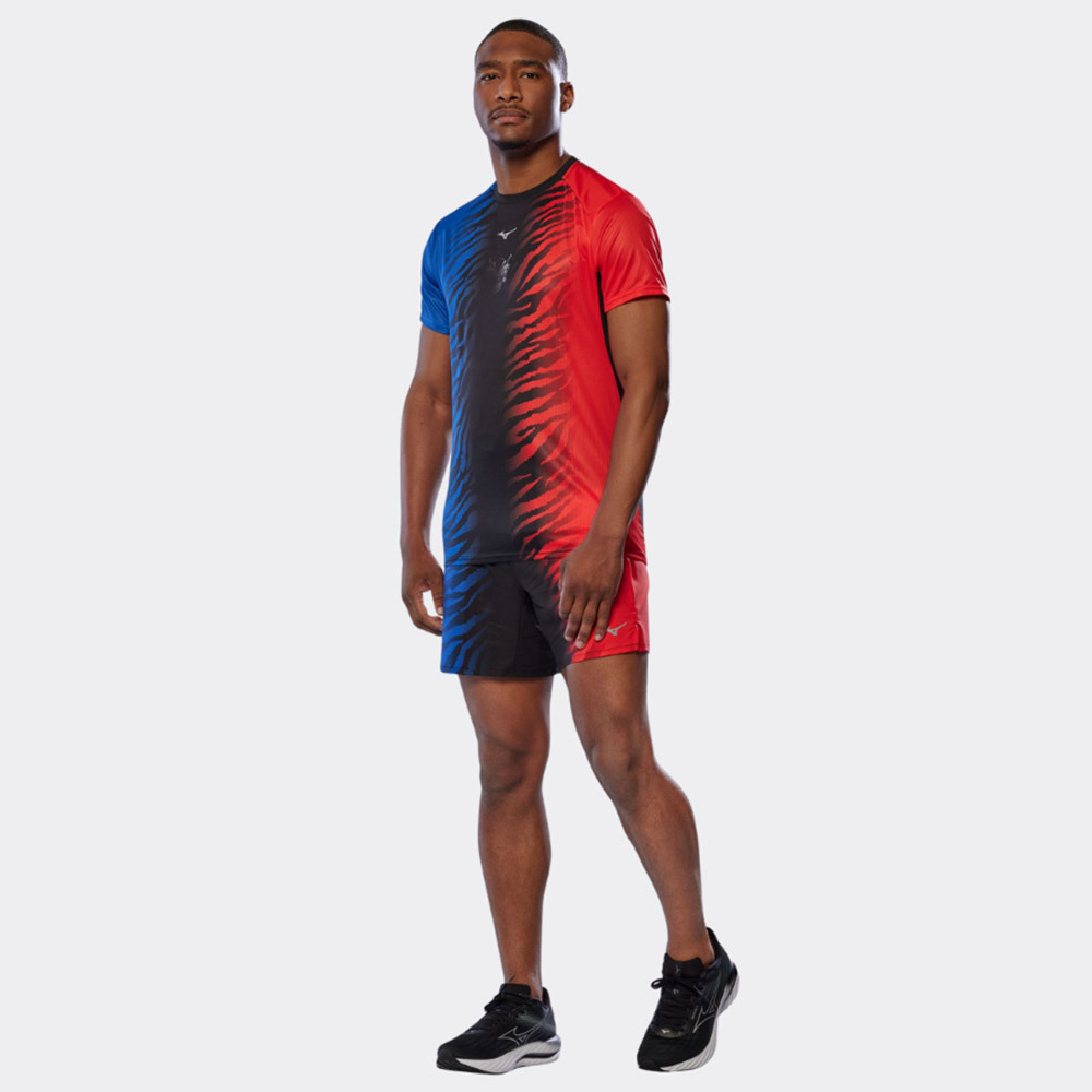 Mizuno Dryaeroflow Αθλητικό T-shirt Oni Red, Oni Blue J2GAC00599 ...