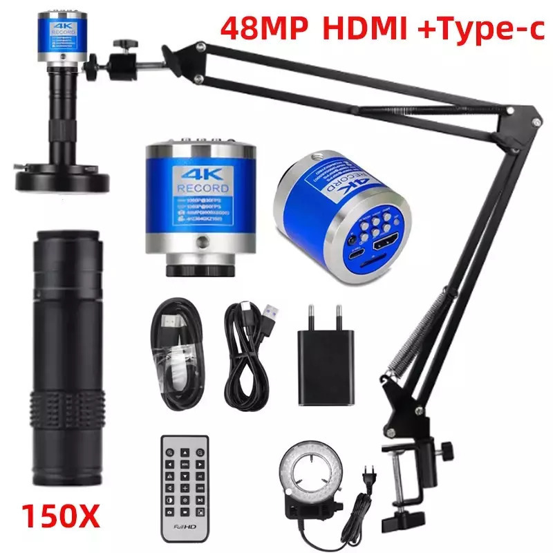 Digital Microscope 48mp Usb Type-c Camera Hdmi Output 150x Full Sets ...