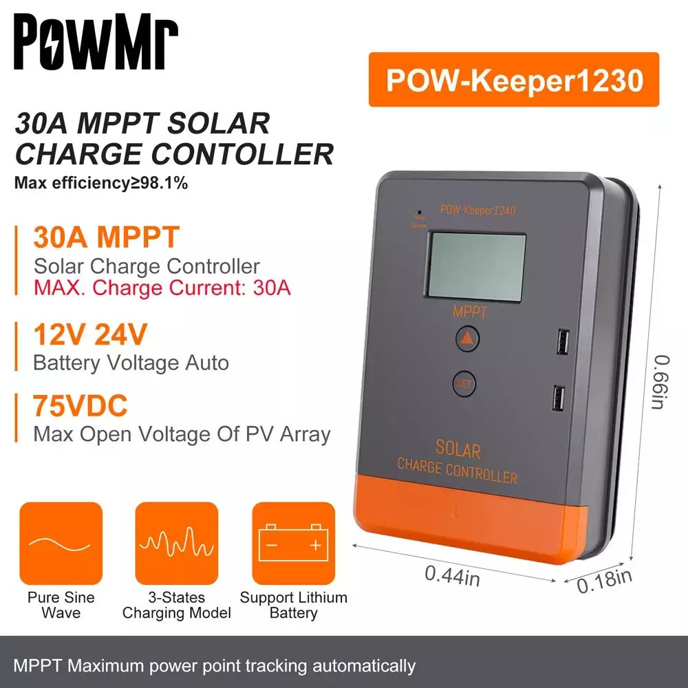 Powmr Mppt Solar Charge Controller Max Current 100a Supports 12v-48v Batteries Mppt 30a | Skroutz.gr