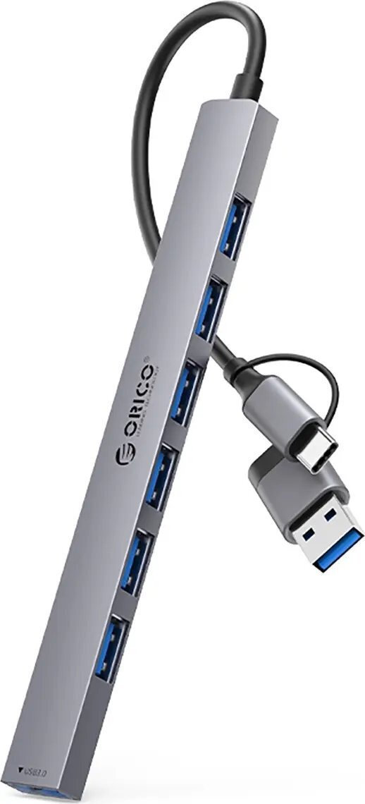 Orico USB 3.0 Hub 7 Θυρών με σύνδεση USB-A / USB-C Γκρι (YSA2-U3-GY-BP ...