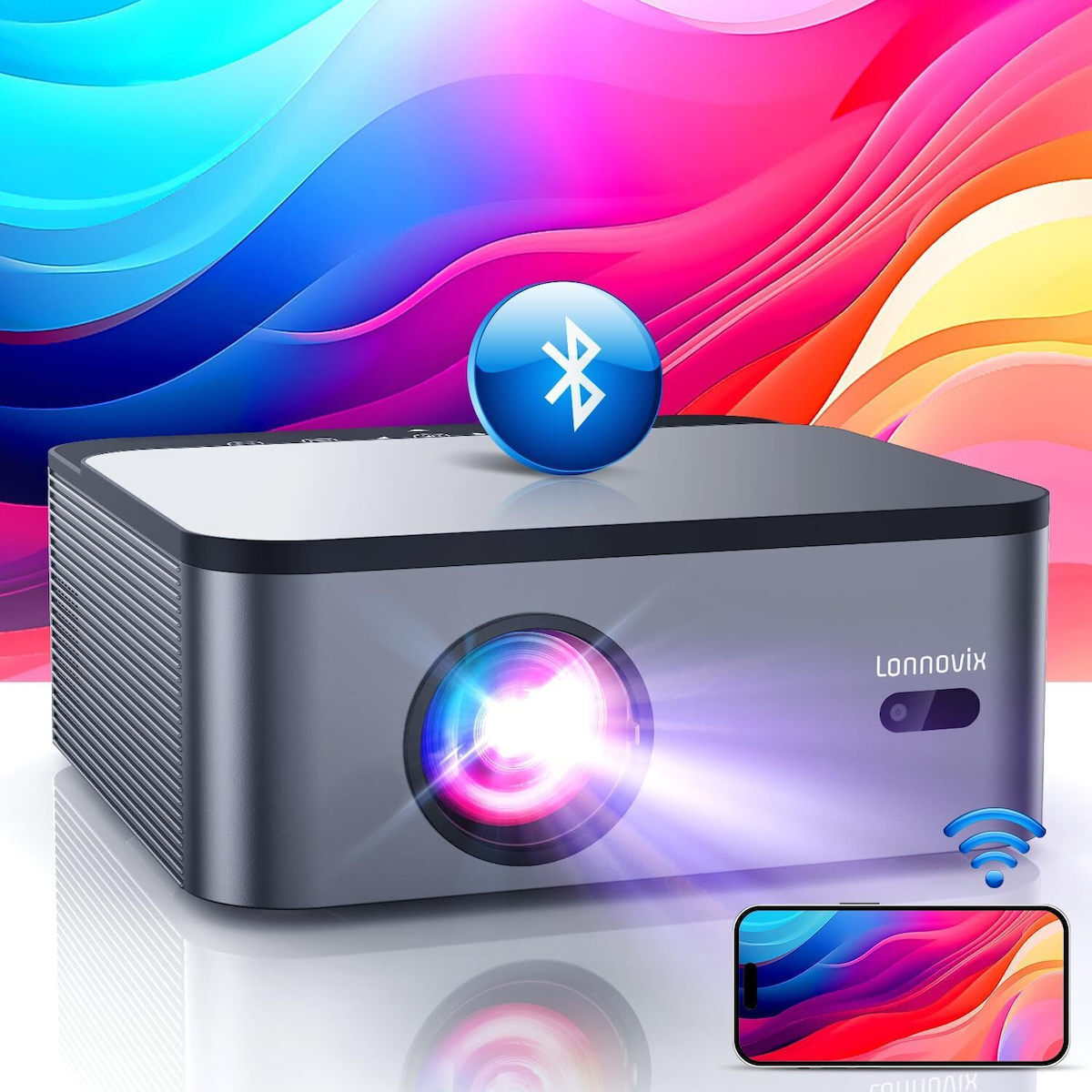 Lonnovix L8 Projector LCD Full HD Λάμπας LED με Wi-Fi και Ενσωματωμένα Ηχεία Μαύρος | Skroutz.gr