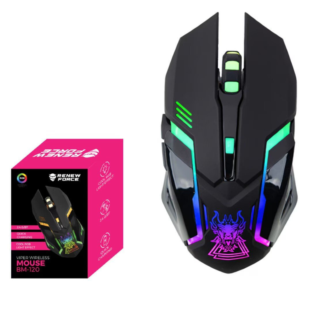 Renew Force BM-120 Ασύρματο RGB Laser Gaming Ποντίκι 3200 DPI Μαύρο | Skroutz.gr