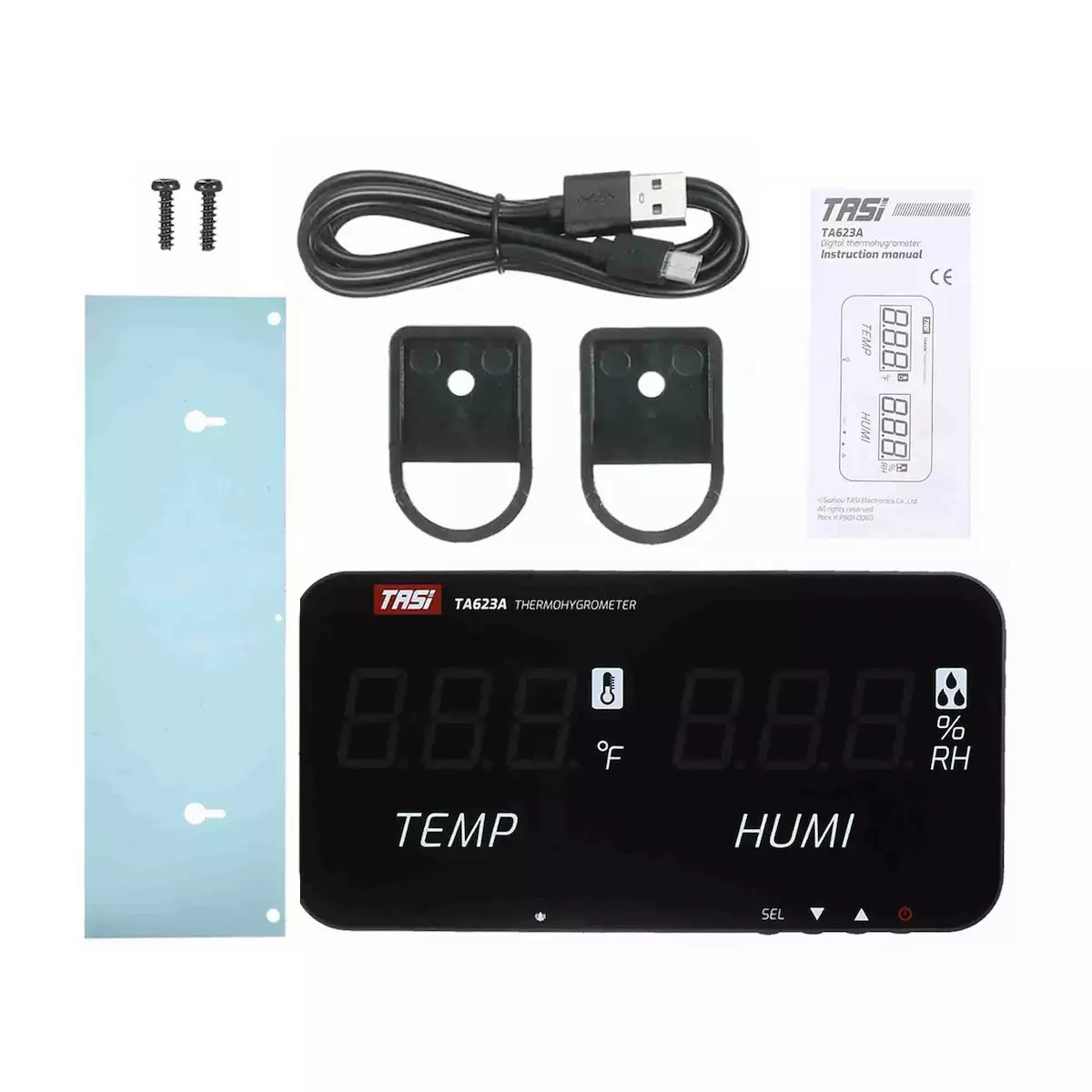Temperature Humidity Meter Led Digital Display Wall Mounted Black ...