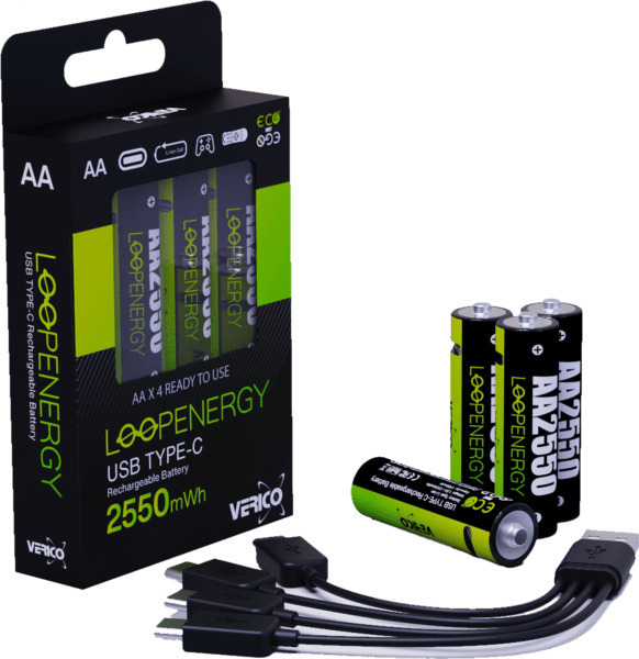 Verico Loopenergy Aa2550 4er-pack Επαναφορτιζόμενες Usb-c | Skroutz.gr