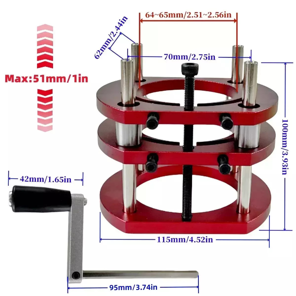 Aluminum Router Table Lift System Maximum Lift Stroke 51 Mm Universal ...