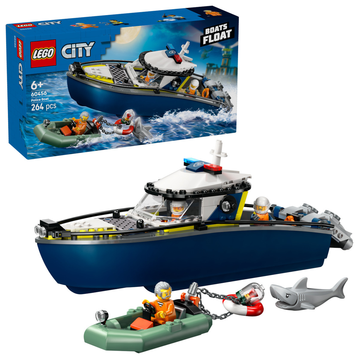 Lego City Police Boat Chase pentru 6+ Ani 264buc 60456 | Skroutz Romania
