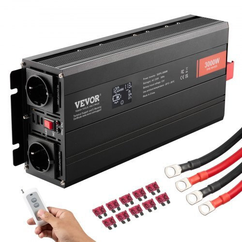Vevor Invertor Auto Unda sinusoidală pură 3000W pentru Convertirea 12V ...