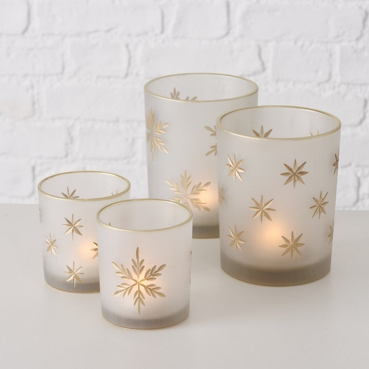 MSA Set Suporturi pentru Lumânări Din sticlă în culoarea Alb 7buc 2buc ...