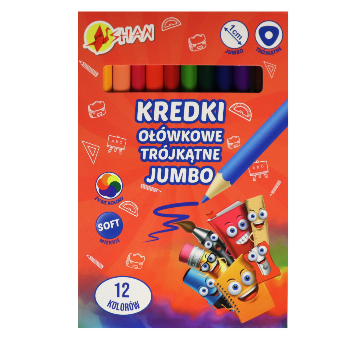 Jumbo Triangular Pencil Crayons Shan Mix 12 Pieces | Skroutz.gr