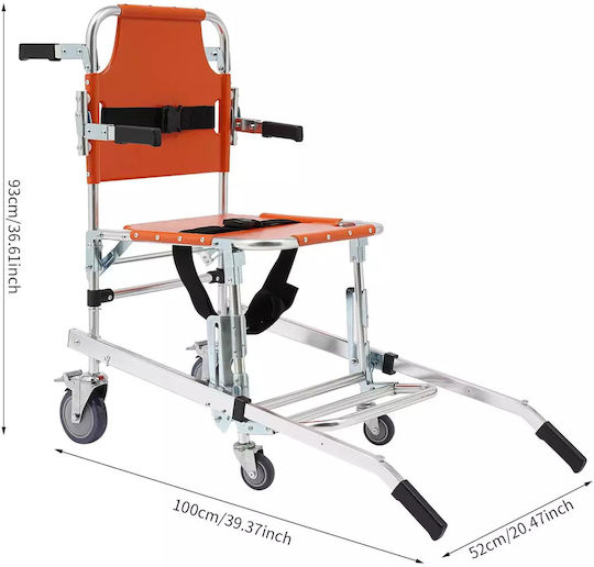 Folding Stair Chair 350 Lbs Load Capacity 4 Universal Wheels Aluminum ...