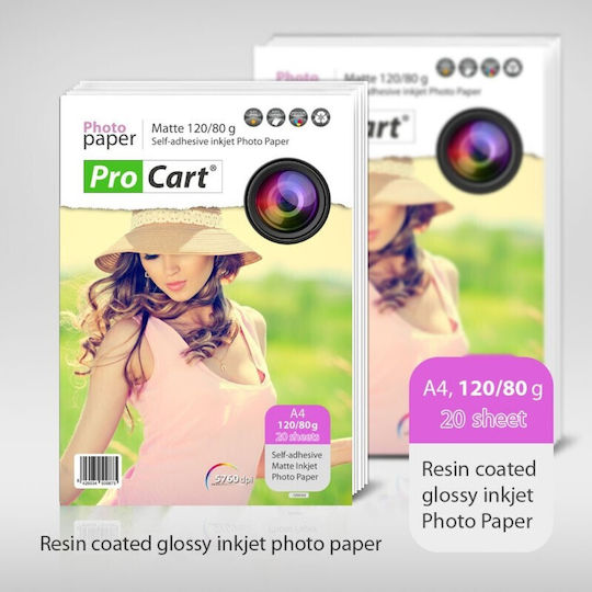 Top 20 Sheets Procart Matte Self-adhesive Photo Paper 120/80g A4 Size ...