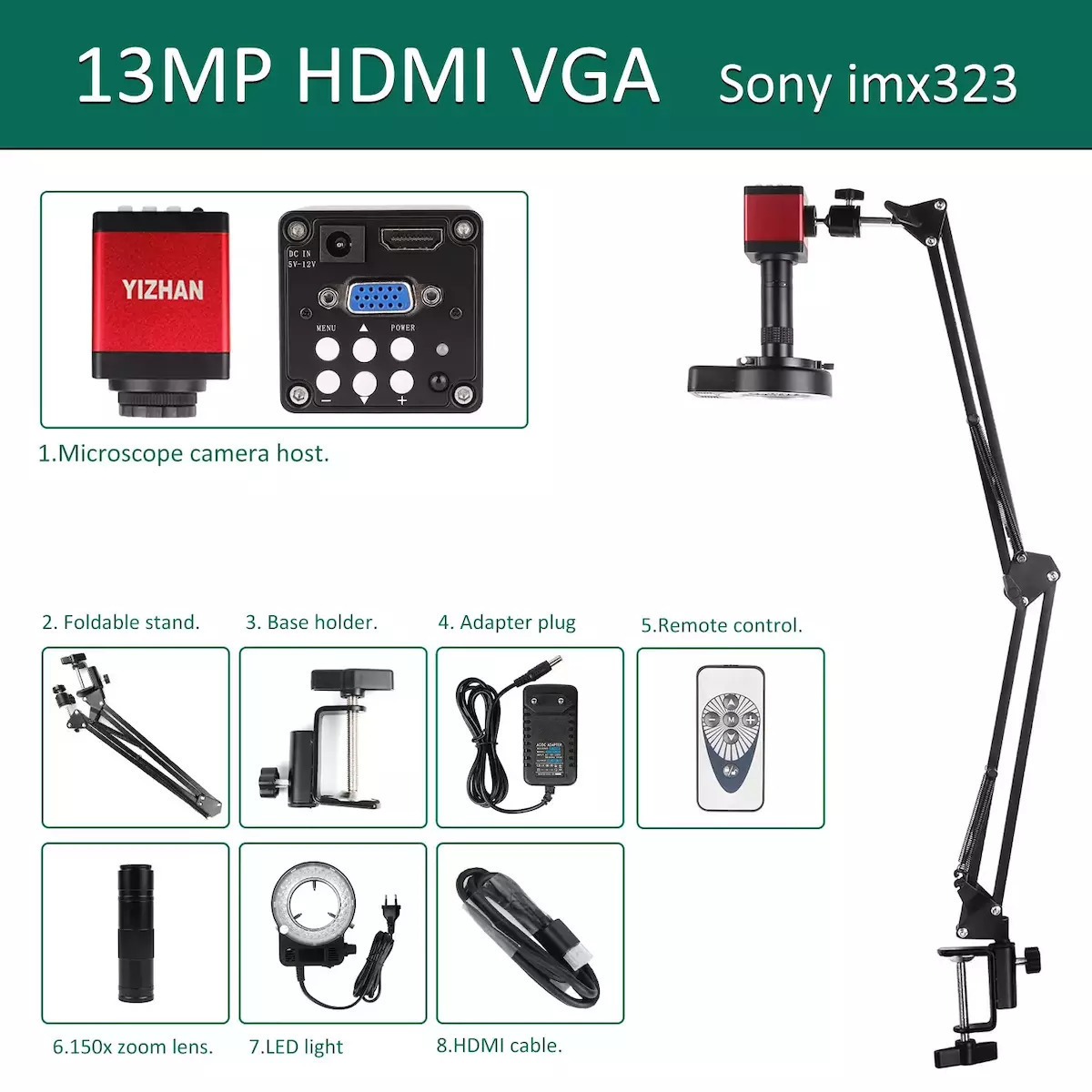 Digital Microscope 500x Magnification Portable Design Imx323-a Hdmi Vga ...