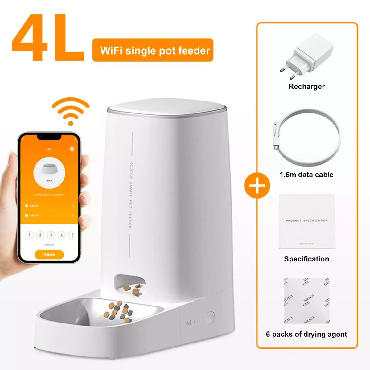 Automatic Pet Feeder Remote Control Programmable Feeding Wifi Single ...