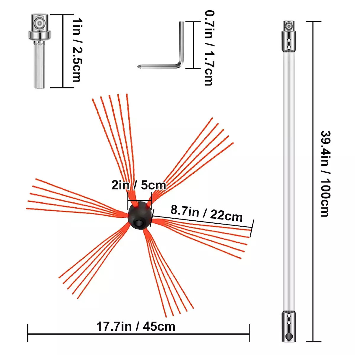 Chimney Sweep Kit Flexible Rods Efficient Cleaning Brush 9m | Skroutz.gr