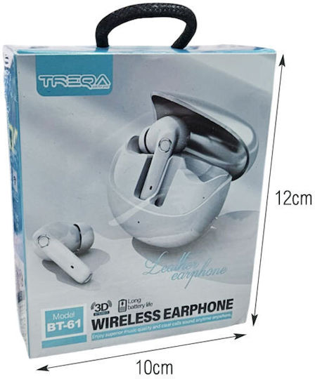 Treqa BT-61 In-ear Bluetooth Handsfree Ακουστικά με Θήκη Φόρτισης Λευκά ...