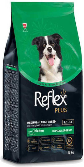Reflex Plus 12kg Hrană Uscată pentru Câini Adulţi de Rase Medii & Mari cu Pui, Porumb, Orez și ...