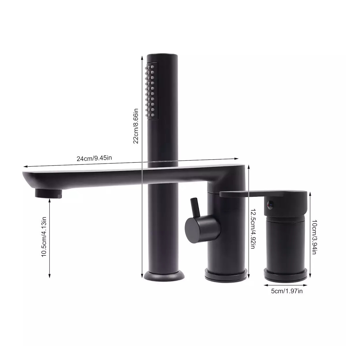 Bath Mixer Faucet 360° Rotating Spout Hand Shower Included Black ...