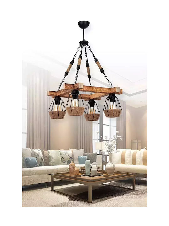 Stewe Home Ρυθμιζόμενο Κρεμαστό Φωτιστικό Μπρούτζινο με Σχοινί για ...