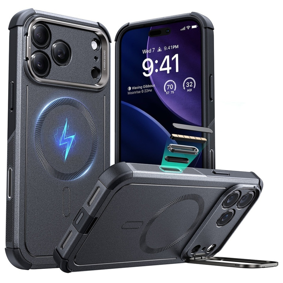 ESR Cyber Armor Kickstand Back Cover Σιλικόνης / Πλαστικό Γκρι (iPhone ...