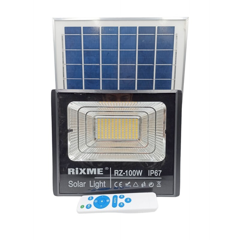 Rezistent la apă Solar Proiector LED 100W Alb Cald cu Telecomandă IP67 ...