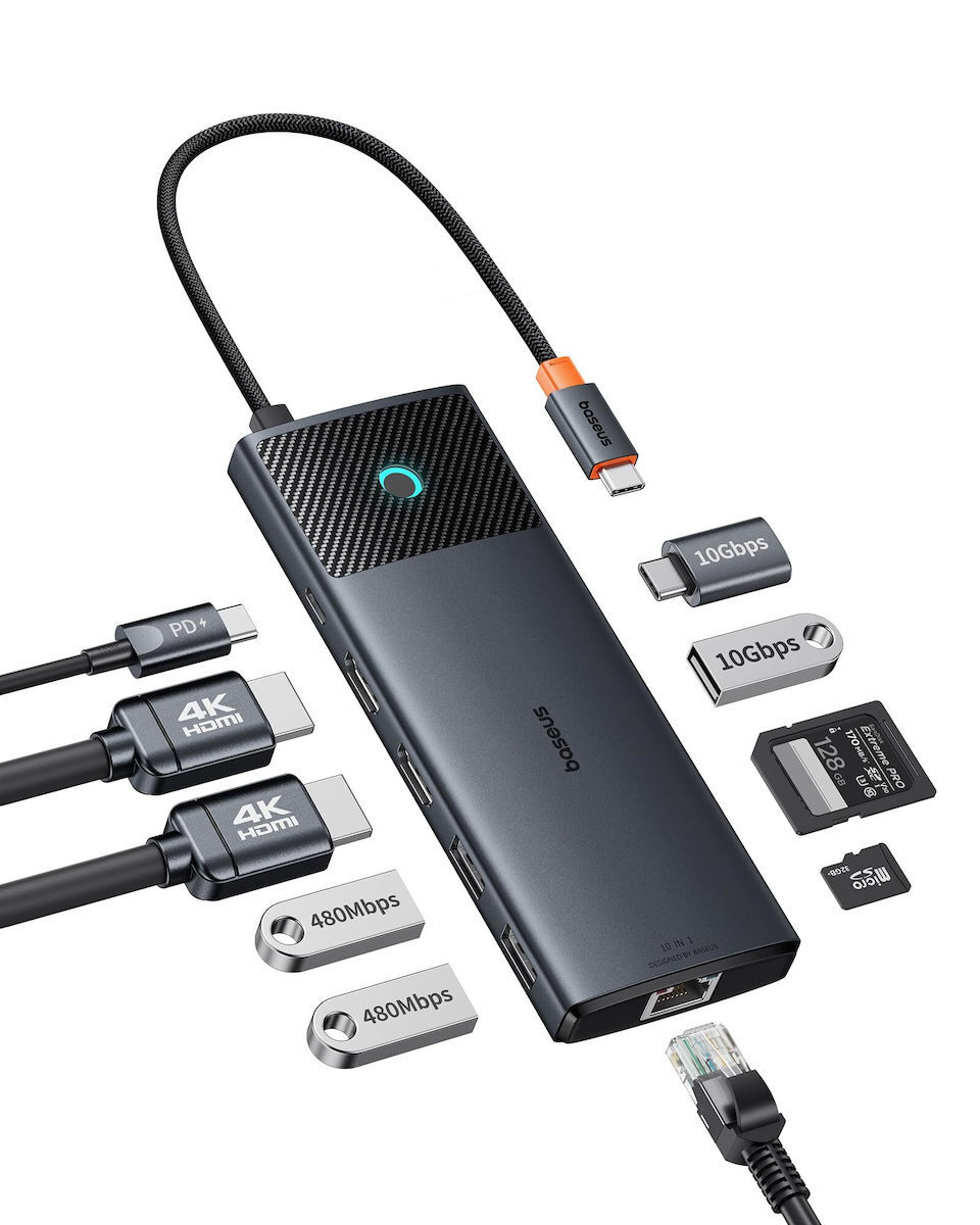 Baseus 10-in-1 USB-C Stație de andocare cu HDMI 4K PD Ethernet și ...