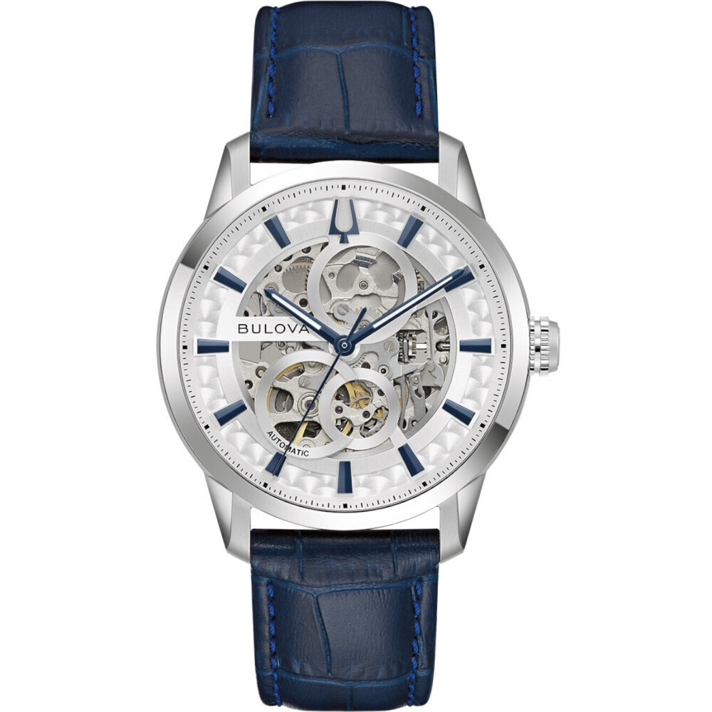 Bulova Ανδρικό Ρολόι 40mm Αυτόματο με Μπλε Δερμάτινο Λουράκι | Skroutz.gr