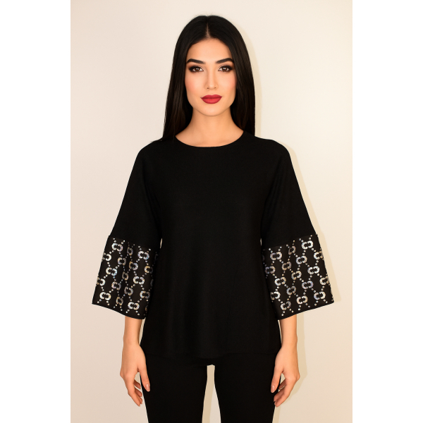 Morena Spain Γυναικείο Μακρυμάνικο Πουλόβερ Μαύρο WA-FJD0069-26BL-ΜΑΥΡΟ ...