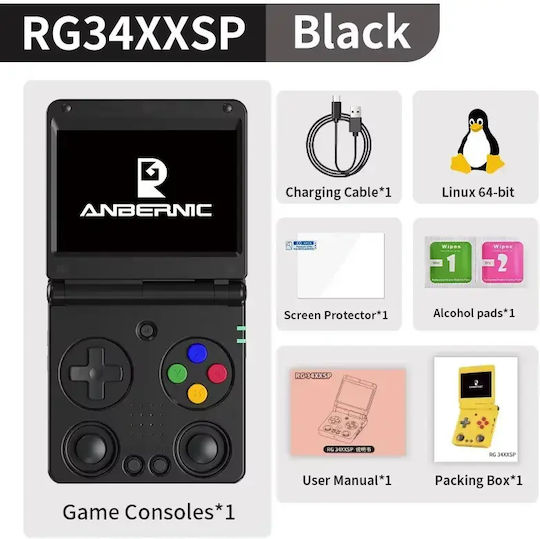 Handheld Game Console 3.4-inch Ips Display Linux Operating System Black ...