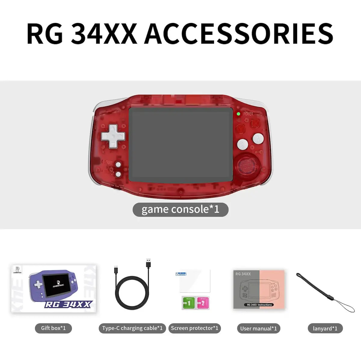 Handheld Game Console 3.4" Ips Screen 5000+ Games Included Red 256g ...