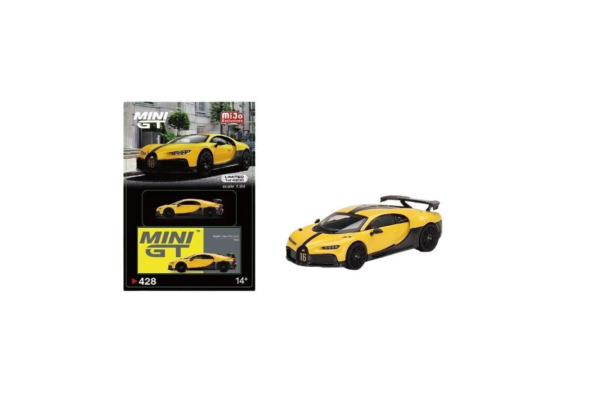 Machetă Mașină Bugatti Chiron Pur Sport Galben Scara 1:64 Mini GT ...
