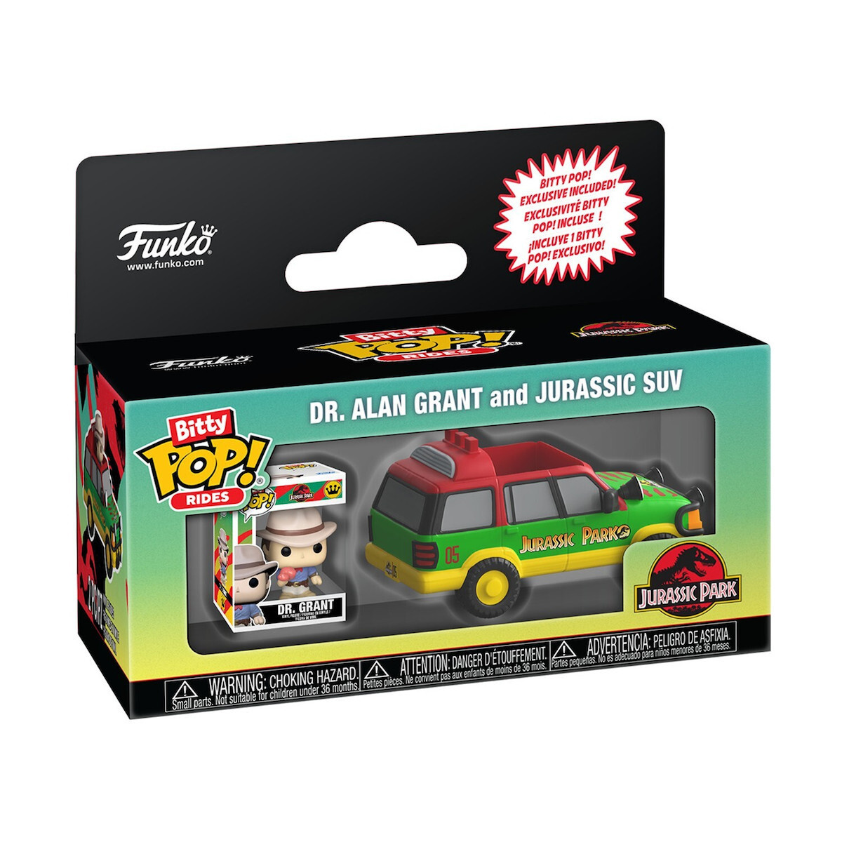 Funko Bitty Pop! Rides: Jurassic Park - Dr. Alan Grant and Jurassic SUV ...