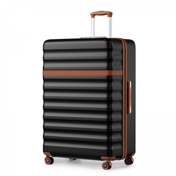 Miss Lulu Μεγάλη Βαλίτσα Ταξιδίου Σκληρή Black And Brown με 4 Ρόδες ...